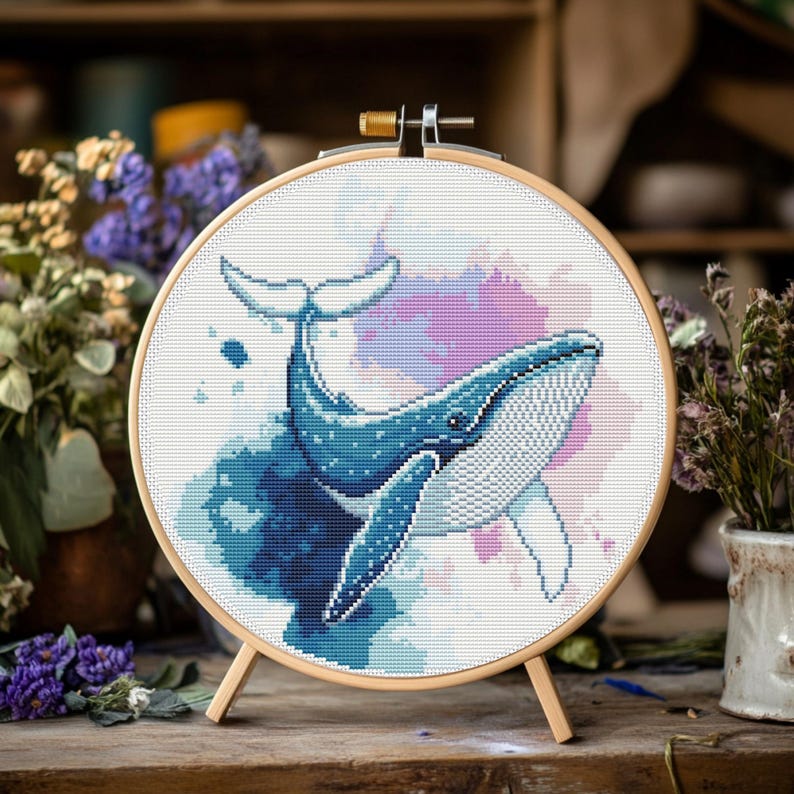 Whale Cross Stitch Pattern, Hand Embroidery, Humpback Whale Xstitch PDF ...