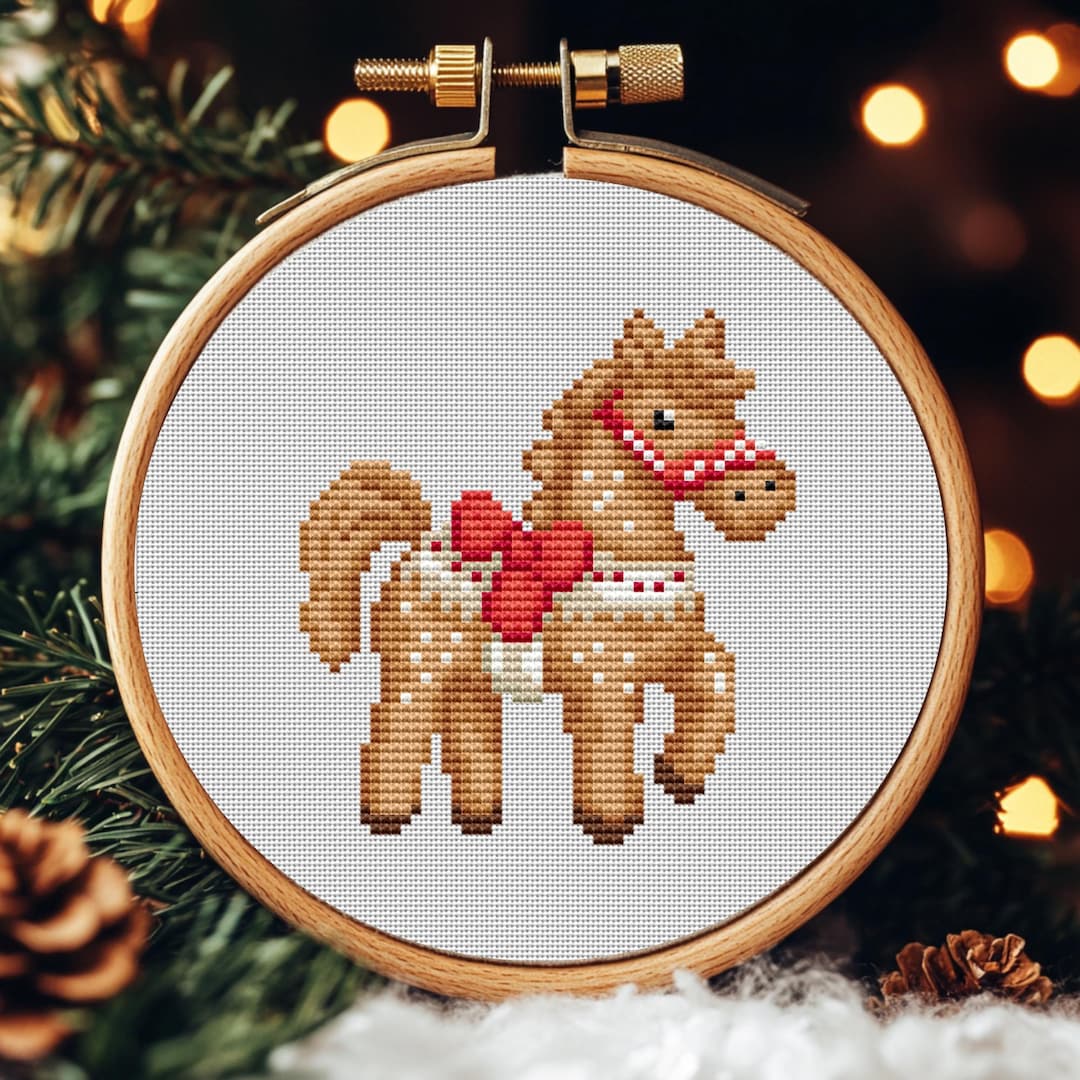 Gingerbread Pony Cross Stitch Pattern, Mini Christmas Ornament, PDF ...