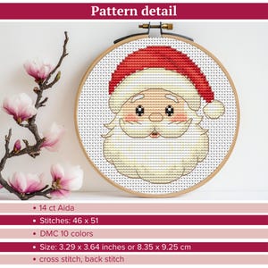 Santa Claus Cross Stitch Pattern, Embroidery, Christmas Gift, PDF, Hoop ...