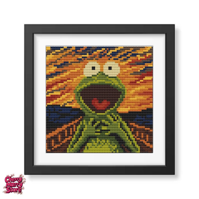 The Scream Frog Cross Stitch Pattern, Easy Mini Hand Embroidery ...