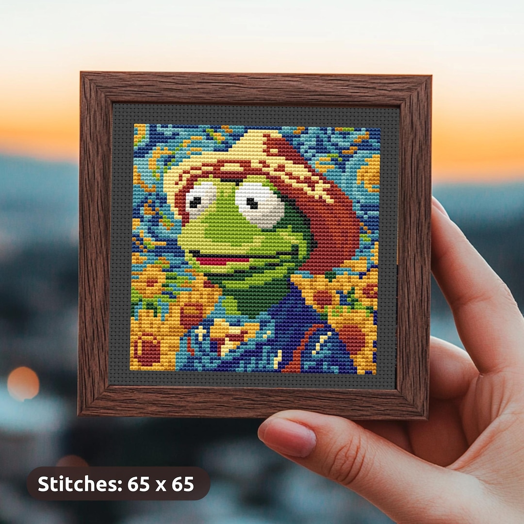Van Gogh Frog Cross Stitch Pattern, Easy Mini Embroidery, Painting ...