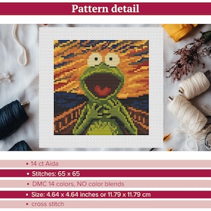 The Scream Frog Cross Stitch Pattern, Easy Mini Hand Embroidery ...