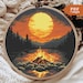 Campfire Cross Stitch Pattern, Hand Embroidery, Mountain Landscape, PDF ...