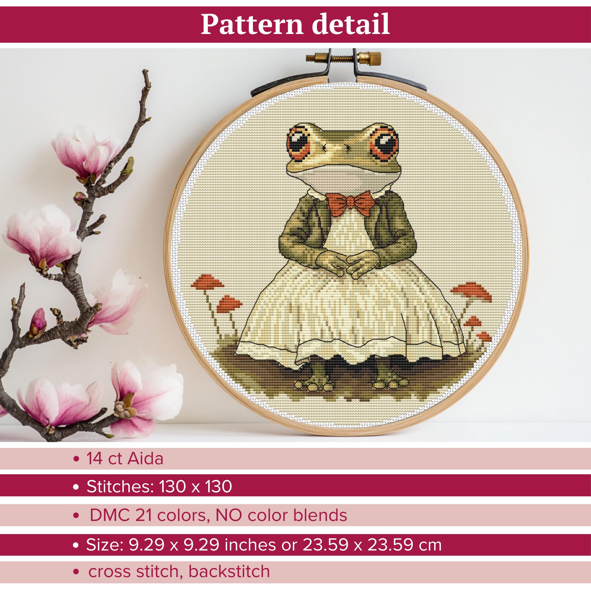Frog in a Dress Cross Stitch Pattern, Toad Embroidery Design, PDF, Saga ...