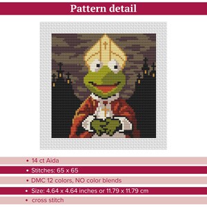 Pope Frog Cross Stitch Pattern, Mini Embroidery, Funny Modern Counted ...