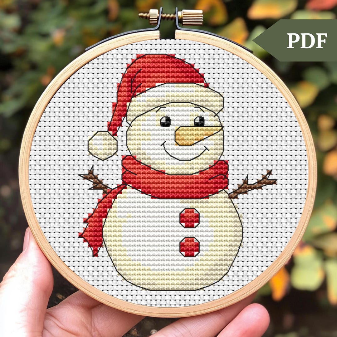 Snowman Mini Cross Stitch Pattern, Embroidery, Christmas Gift PDF, Hoop ...