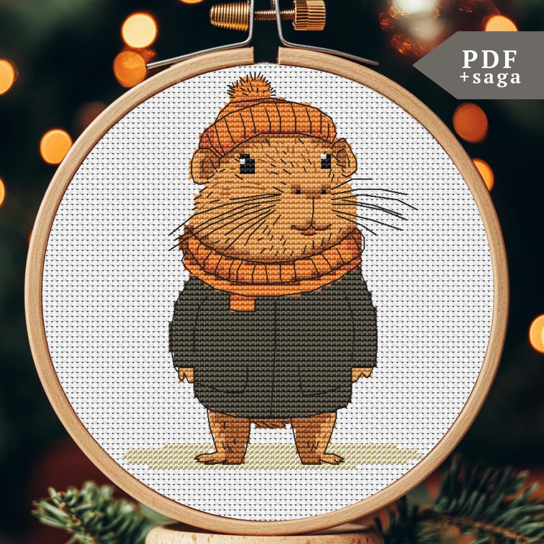 Capybara Cross Stitch Pattern, Embroidery Design, Modern Counted ...