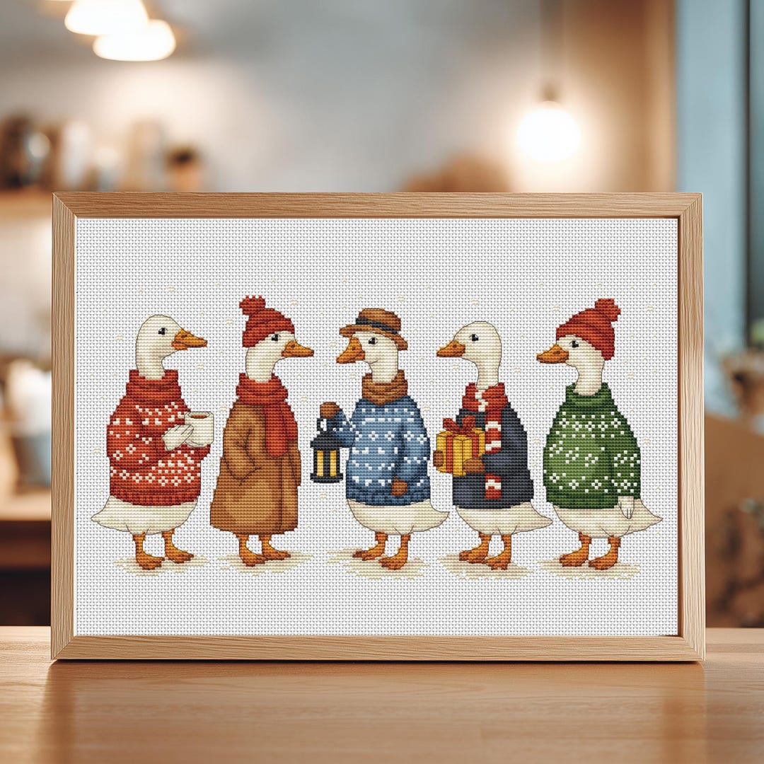 Christmas Geese Cross Stitch Pattern, Goose Embroidery, Farm Animal ...