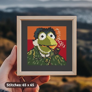 Frog Self-portrait Cross Stitch Pattern, Easy Mini Embroidery, Painting ...