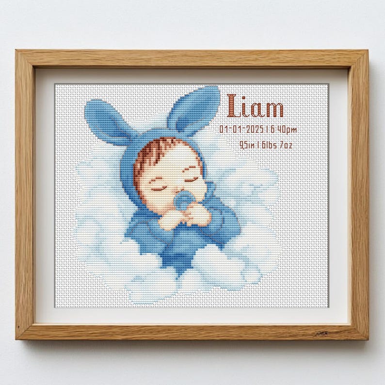 Newborn Baby Boy Cross Stitch Pattern, Hand Embroidery Pattern, PDF ...