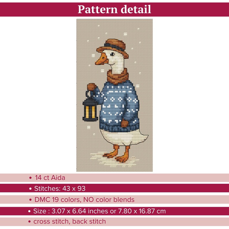 Christmas Goose Cross Stitch Pattern, Farm Embroidery, Christmas ...