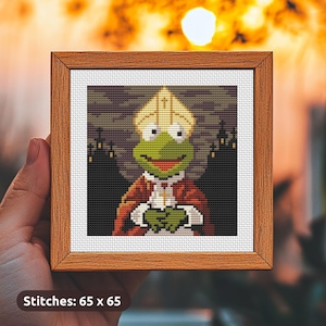 Pope Frog Cross Stitch Pattern, Mini Embroidery, Funny Modern Counted ...