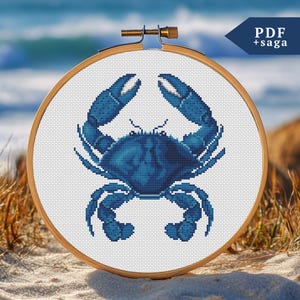 Blue Crab Cross Stitch Pattern, Beach Hand Embroidery, Animal Decor ...