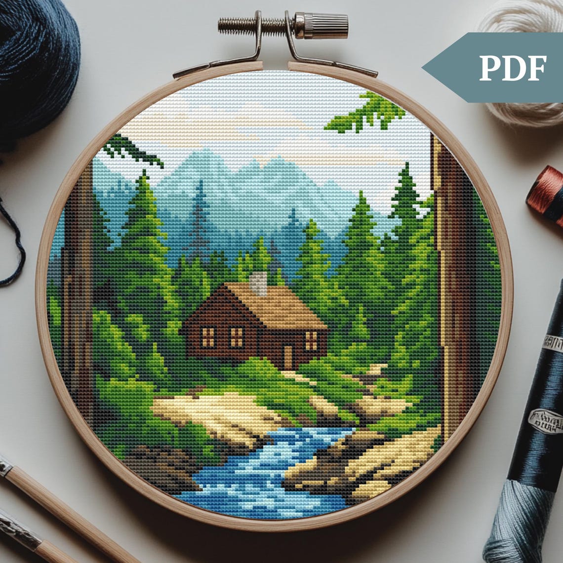 House in the Forest Cross Stitch Pattern, Hand Embroidery, PDF File ...