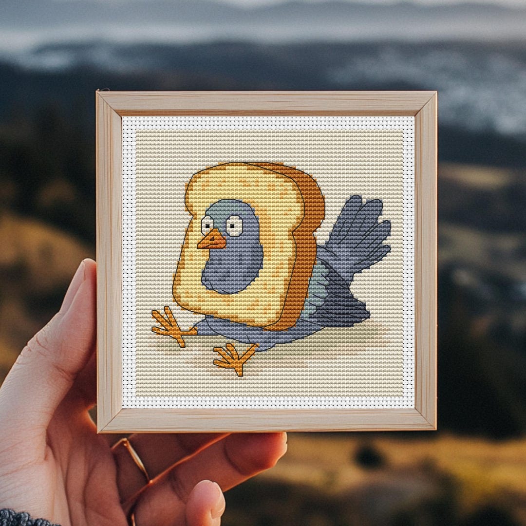 Bread Head Pigeon Cross Stitch Pattern, Tiny Modern Xstitch Chart, PDF ...