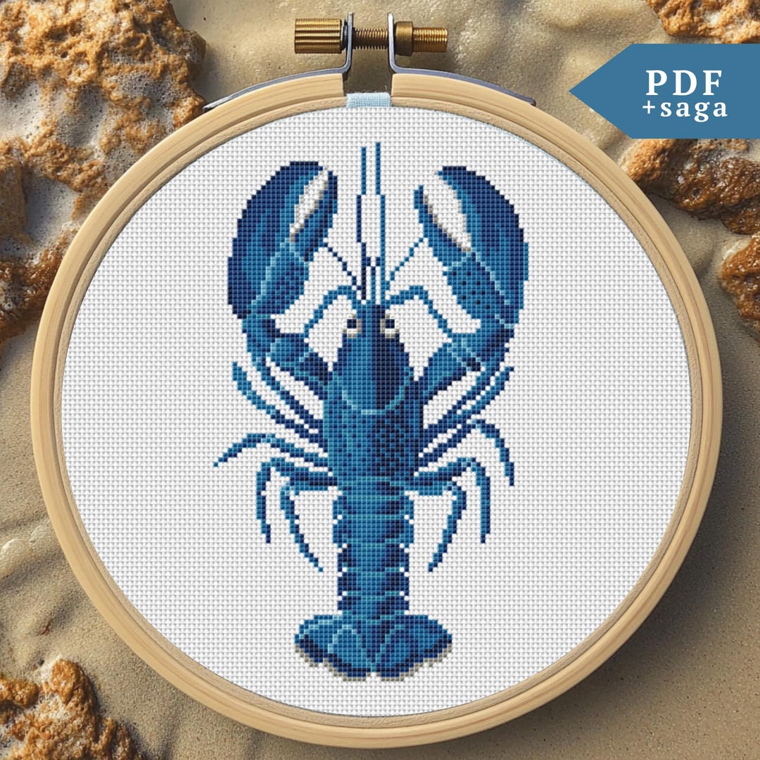 Lobster Cross Stitch Pattern, Beach Hand Embroidery, Animal Decor, SAGA ...
