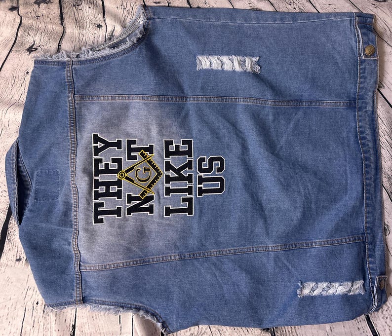 Personalized Masonic Denim Vest – Custom Freemason Vest With ...