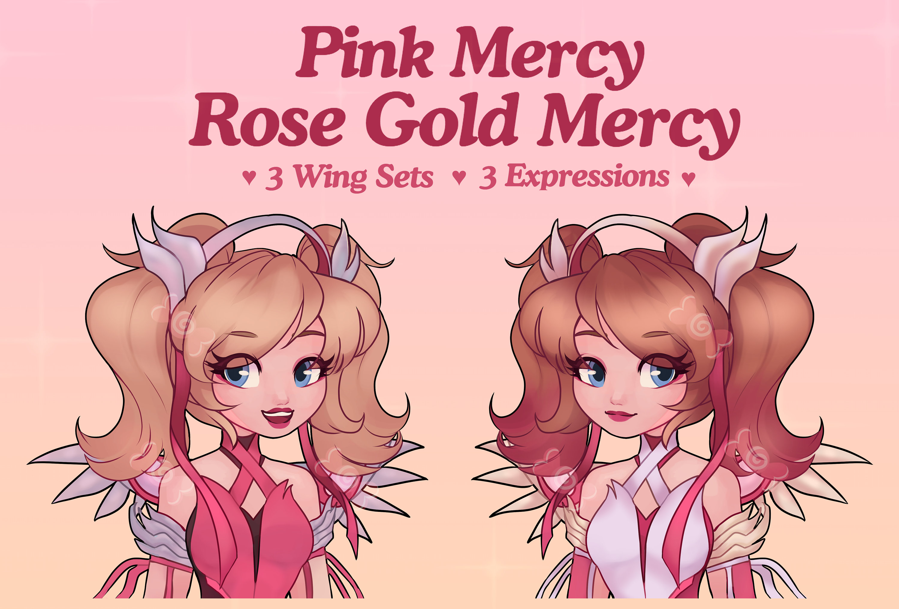 Pink Mercy Rose Gold Mercy Mega Pngtuber Bundle Overwatch 2 OBS Premade ...