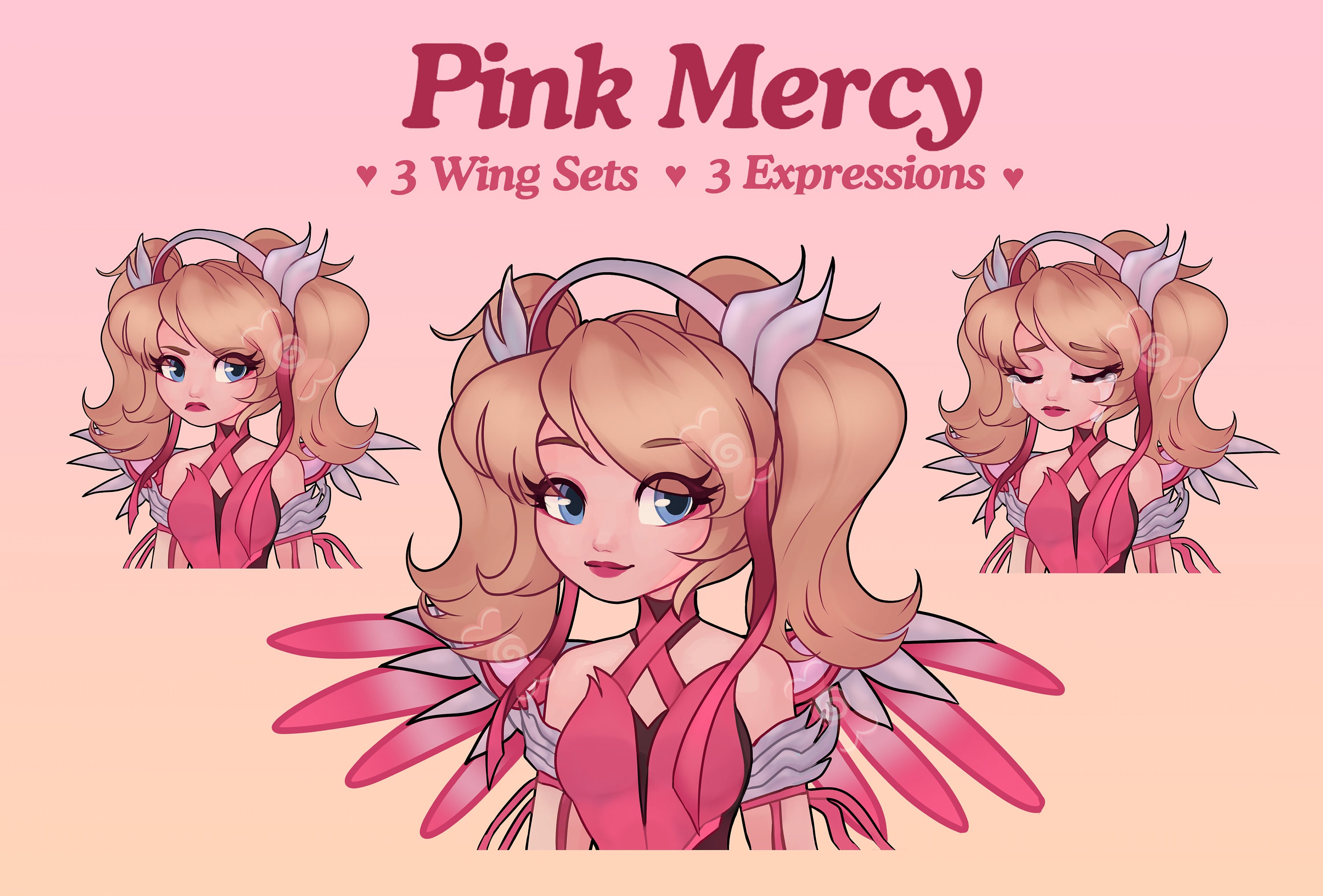 Pink Mercy Rose Gold Mercy Mega Pngtuber Bundle Overwatch 2 OBS Premade ...
