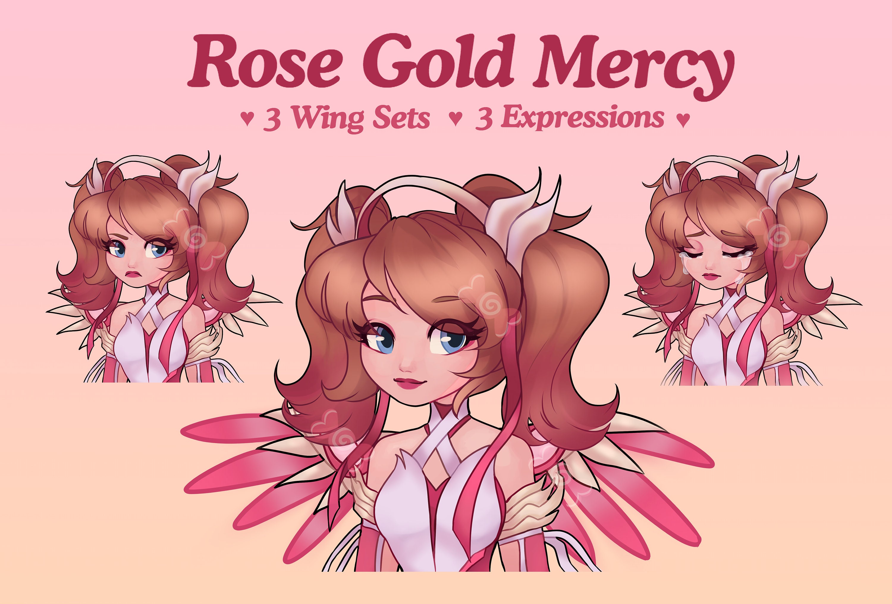 Pink Mercy Rose Gold Mercy Mega Pngtuber Bundle Overwatch 2 OBS Premade ...