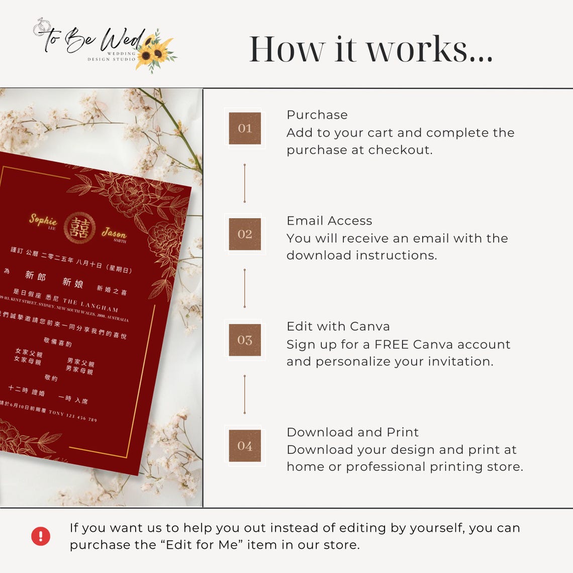 Editable Chinese Wedding Invitation, Bilingual Oriental Wedding ...