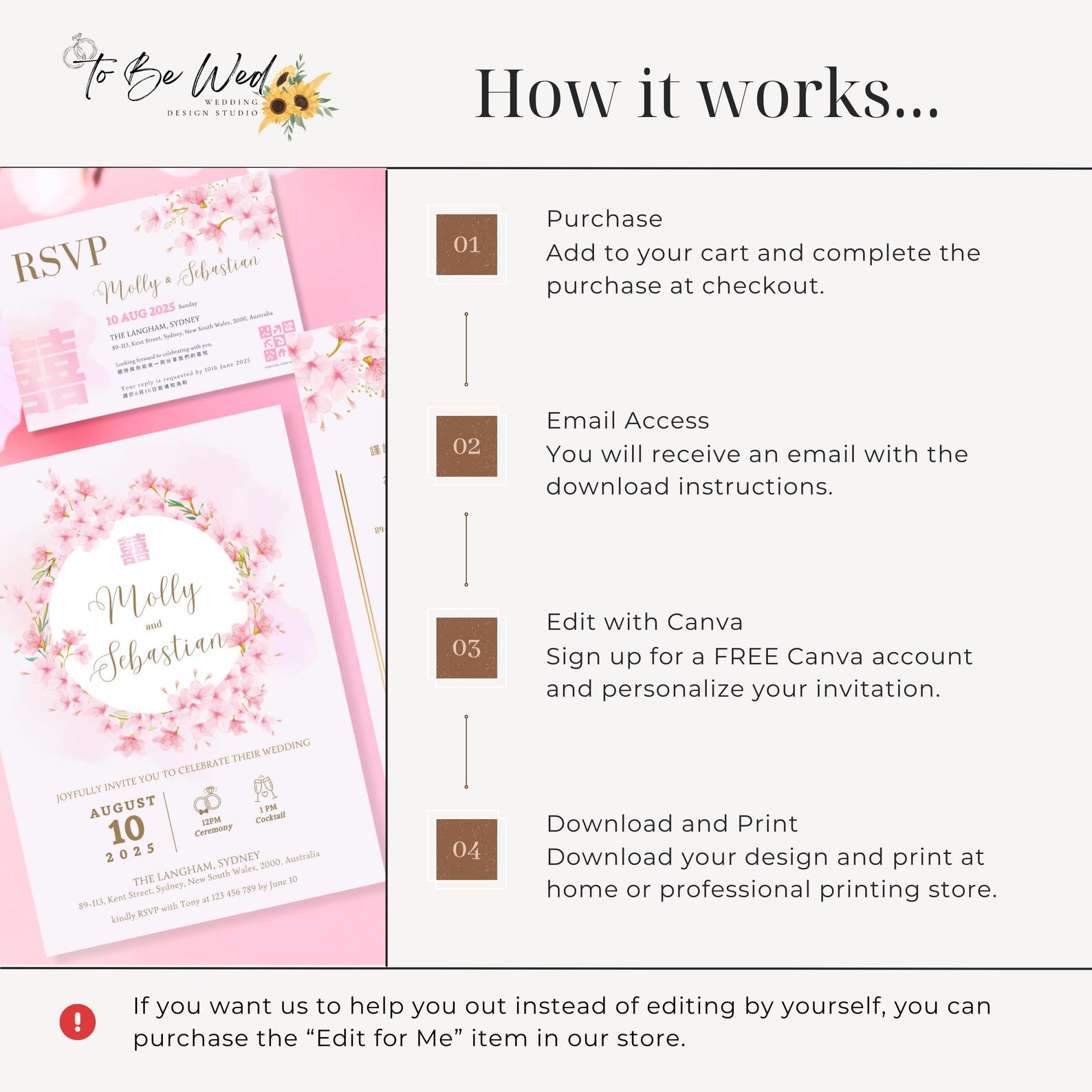 Editable Asian Wedding Invitation, Bilingual Oriental Wedding Templates ...