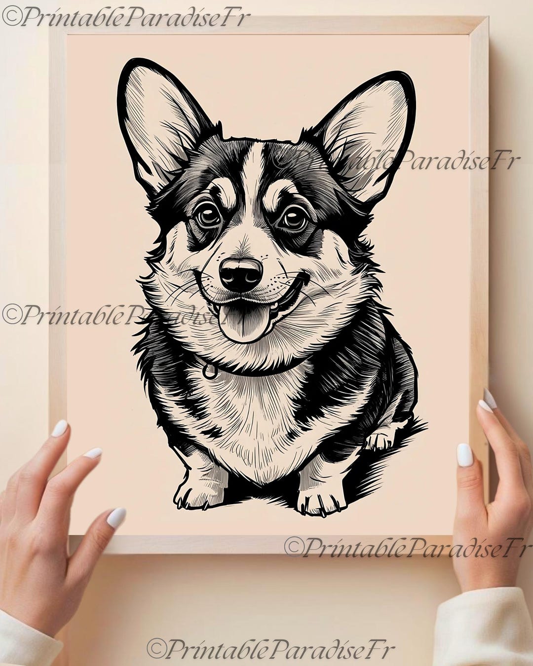 Corgi Black and White - Digital Download, Minimalist Dog Printable Art ...