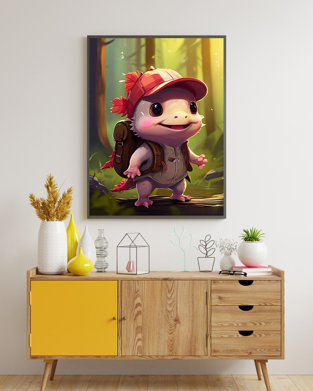 Axolotl Wall Art, Cute Axolotl Explorer, Axolotl Art, Printable Wall ...
