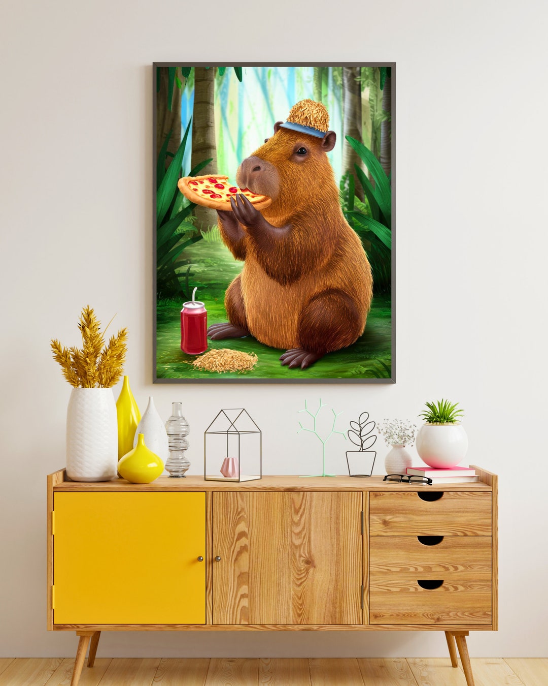 Capybara, Cute Capybara Eating Pizza, Capybara Art, Printable Wall Art ...