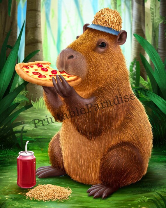 Capybara Eating Pizza