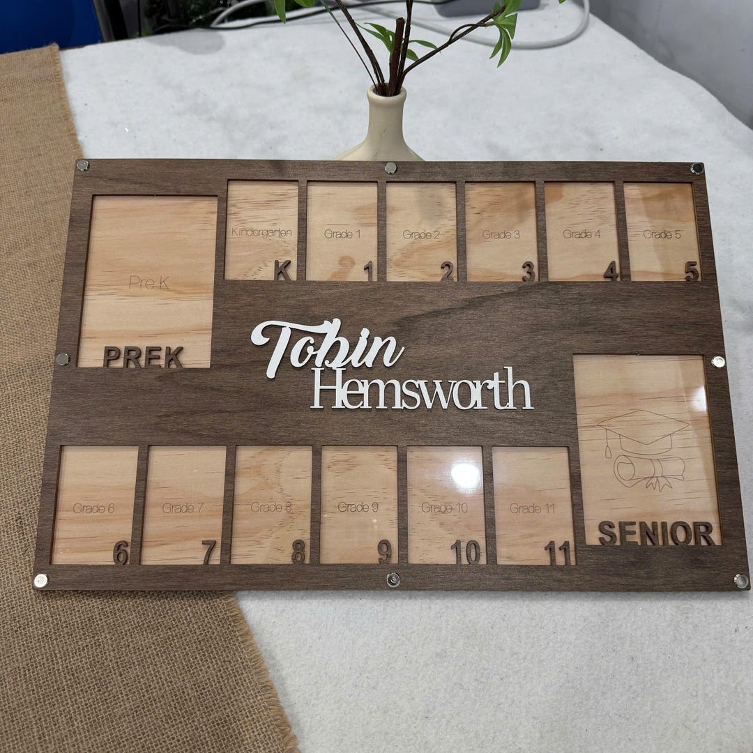 Custom Prek to Senior Year Photo Frame | Wooden Graduation Memory Board ...