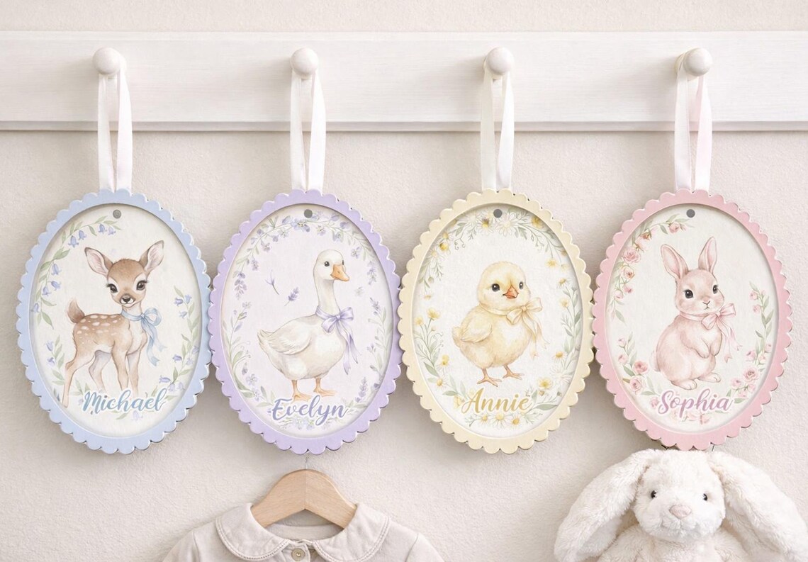 Personalized Easter Basket Tag, Bunny Goose Chick Name Tag, Custom ...