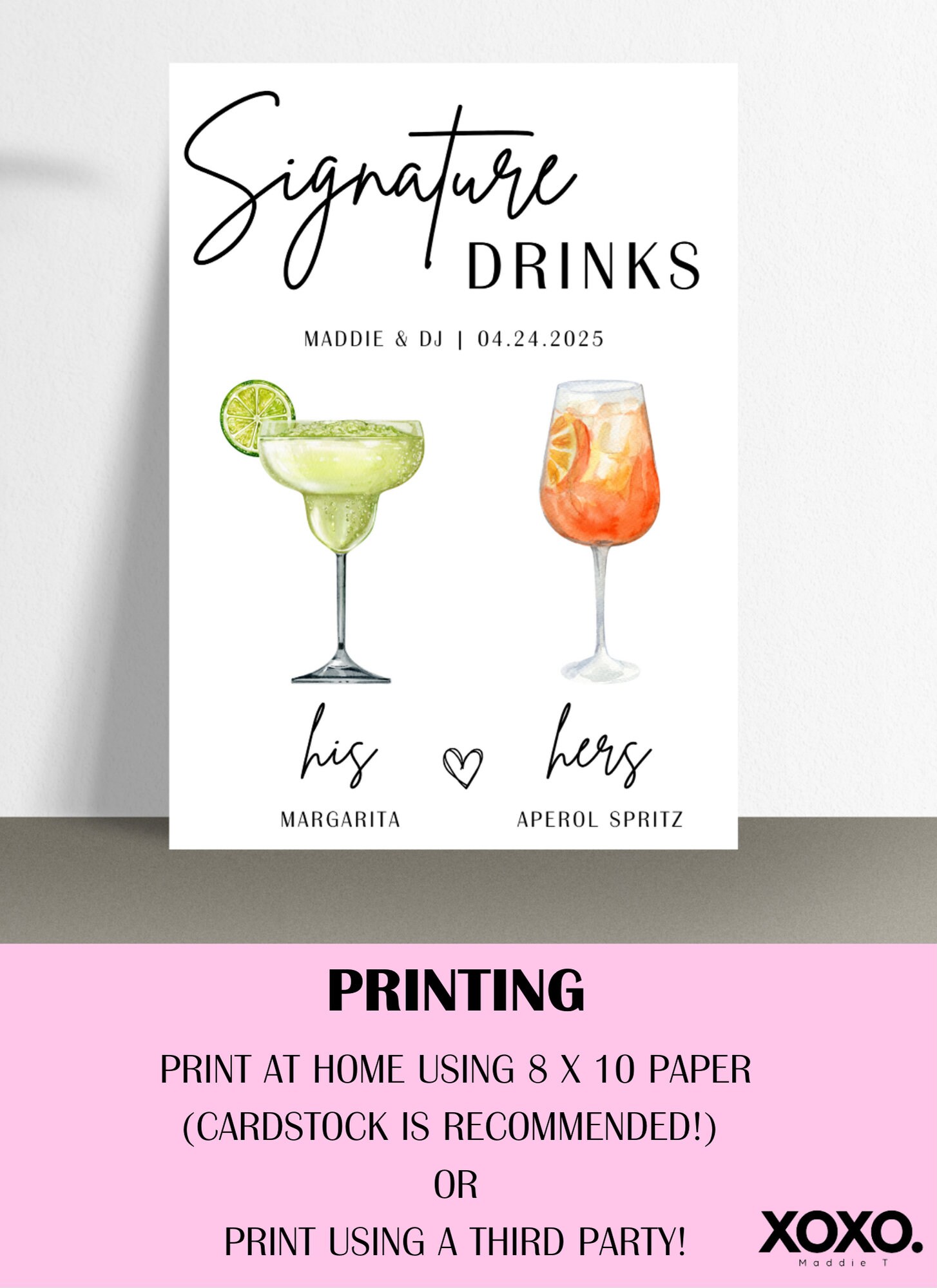 Signature Drink Wedding Bar Sign: Editable Canva Template (digital ...