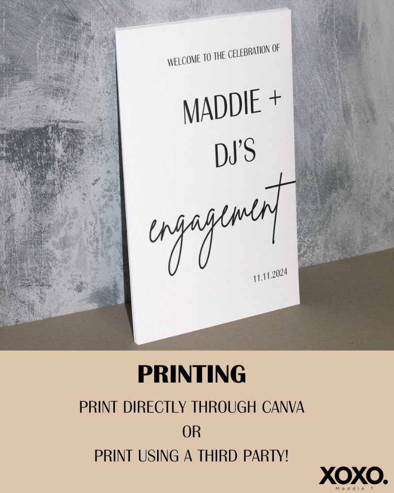 Engagement Party Welcome Sign Editable Canva Template Minimalist ...