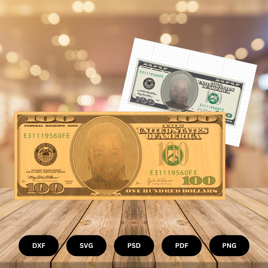 Personalized Dollar Bill Photo Sillouhette Engraving Files, SVG, DXF ...