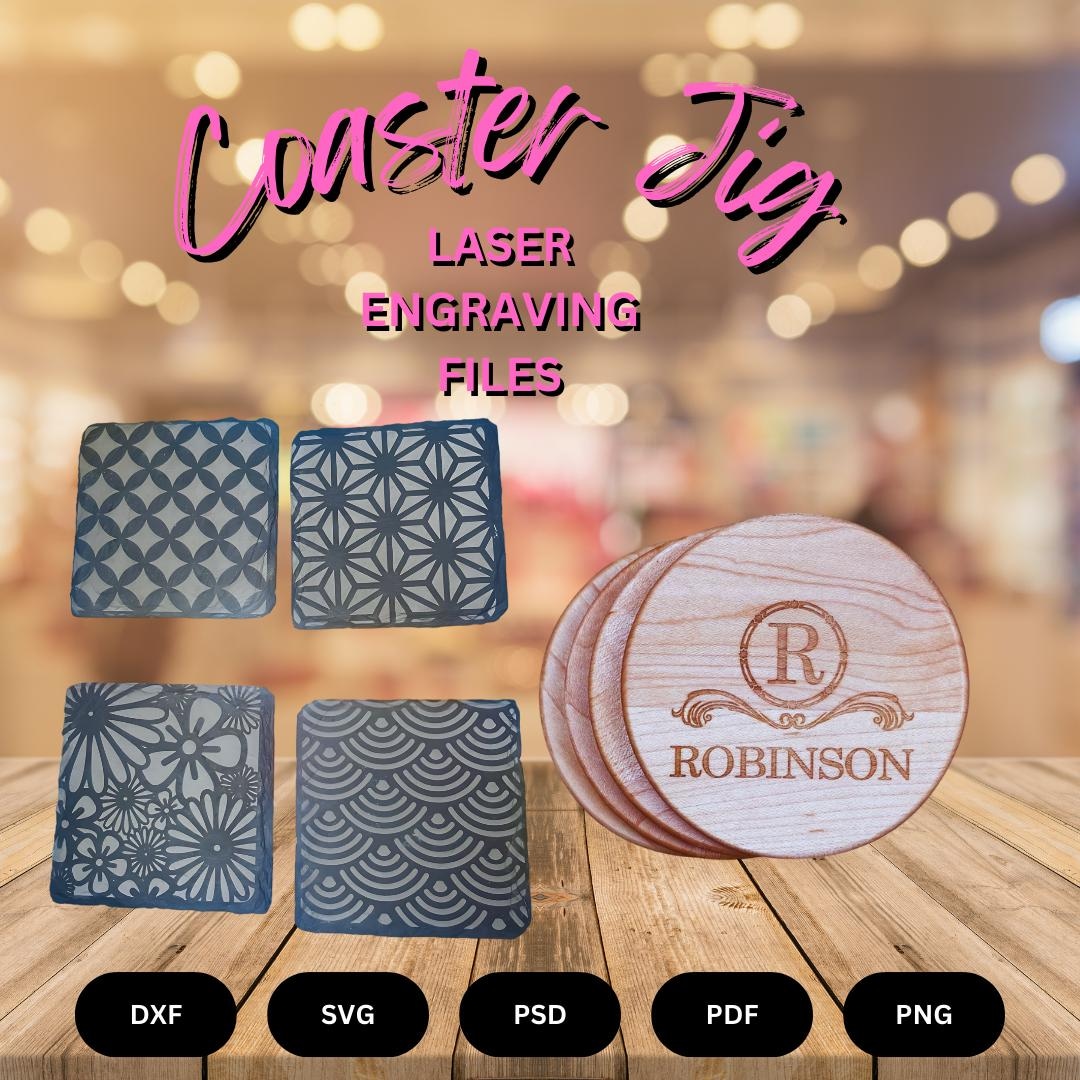 Square & Round Coaster Jig 4 Inch Laser Engraving DXF SVG Cut File - Etsy