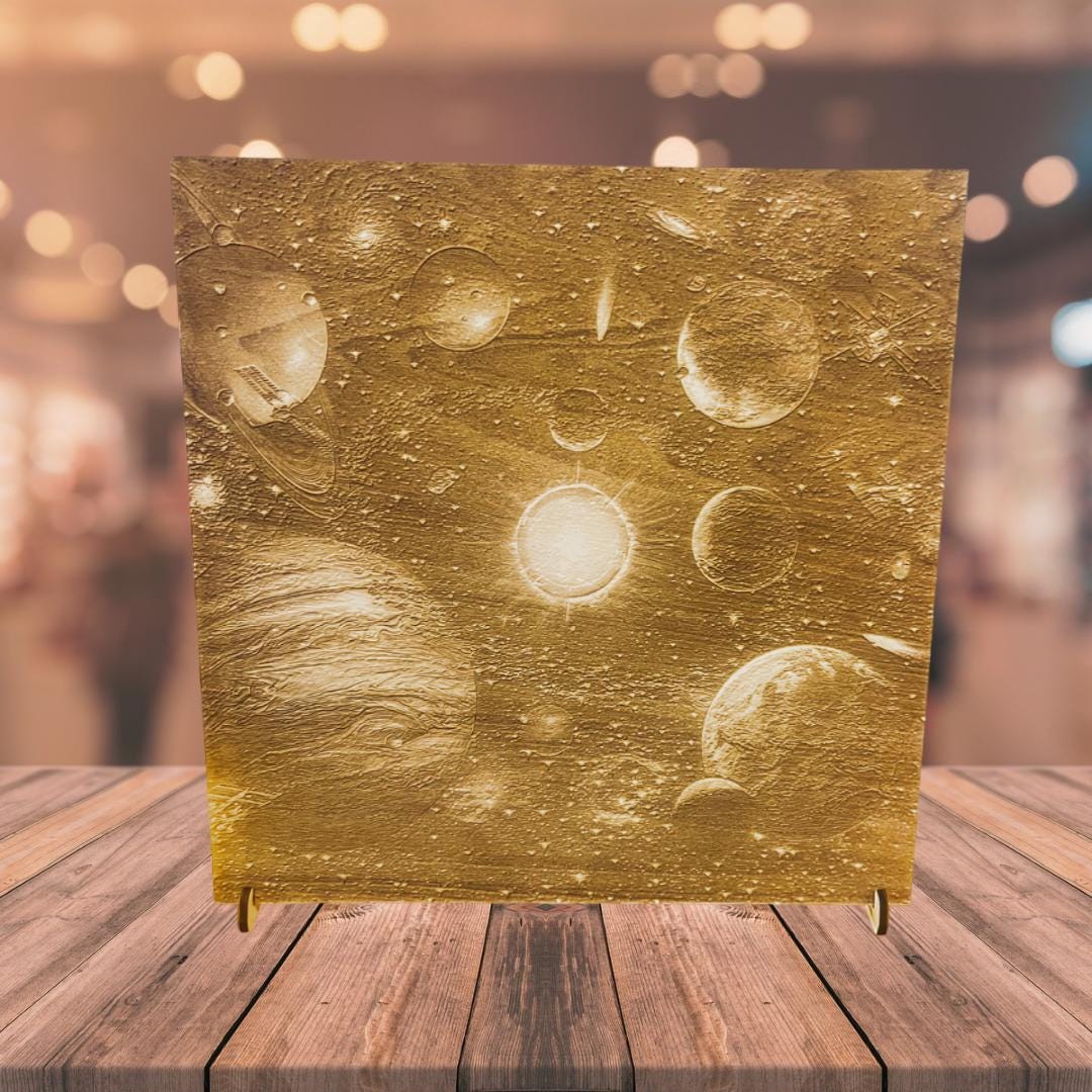 Engraved Wood Solar System Wall Art Decor With Stand 8x8in - Etsy
