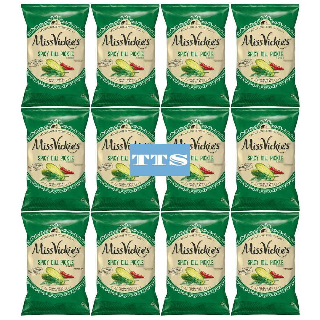 Spicy Dill Pickle Kettle Cooked Chips by Miss Vickies | 1.375 Oz Bag ...