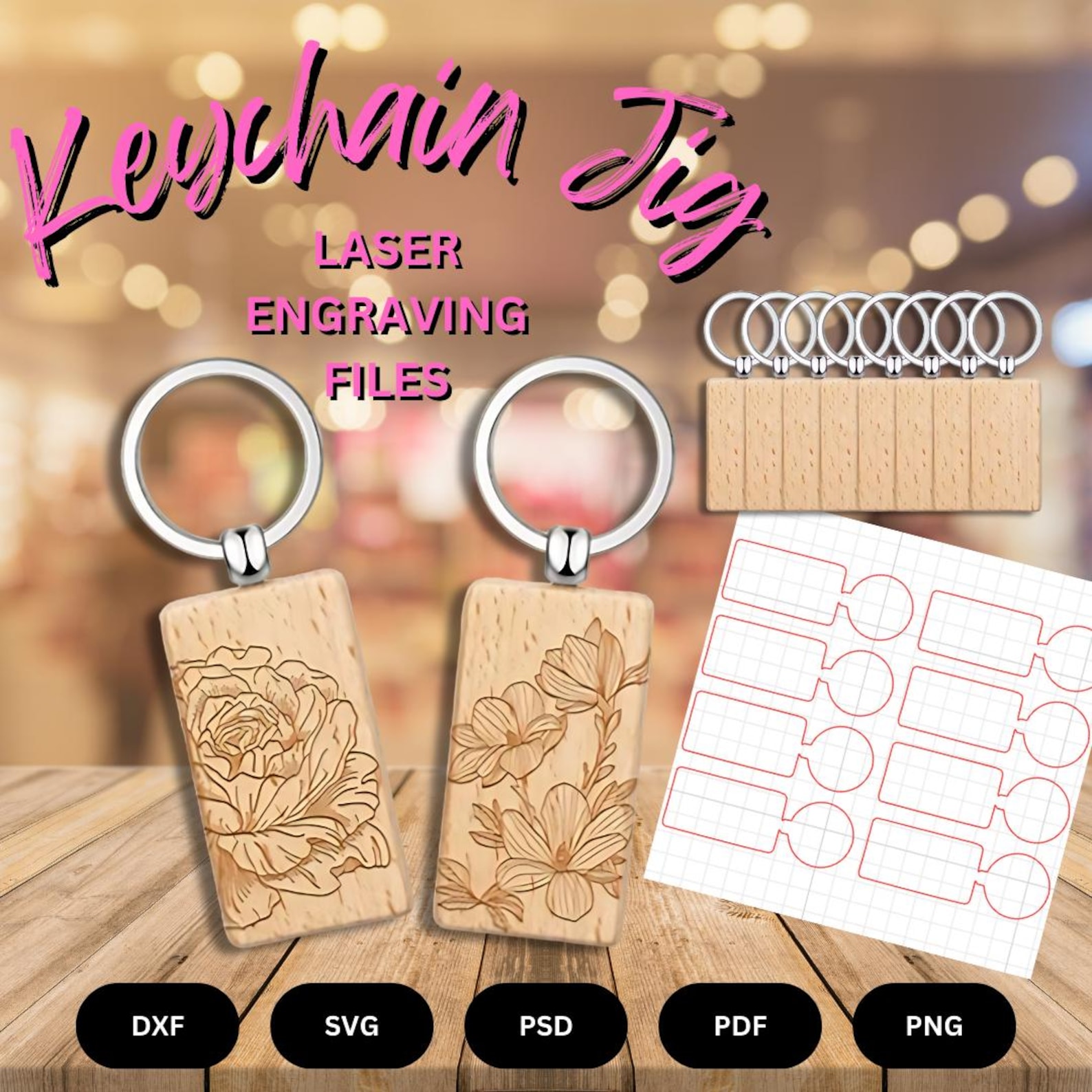 Rectangle Ball Keychain Jig Laser Engraving DXF SVG Cut File - Etsy