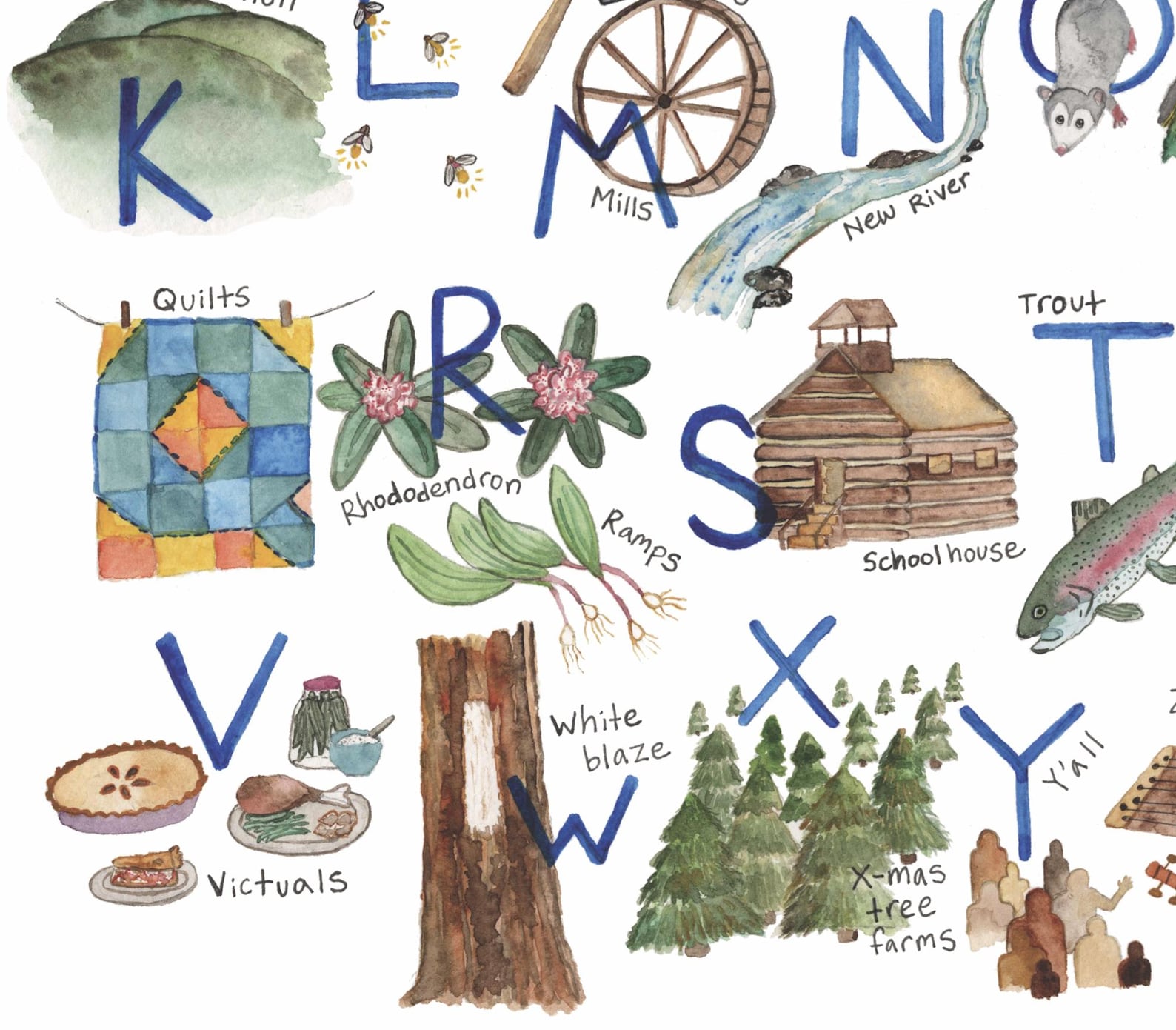 Appalachian Alphabet Watercolor Print – Mountain Abcs Nursery Art - Etsy