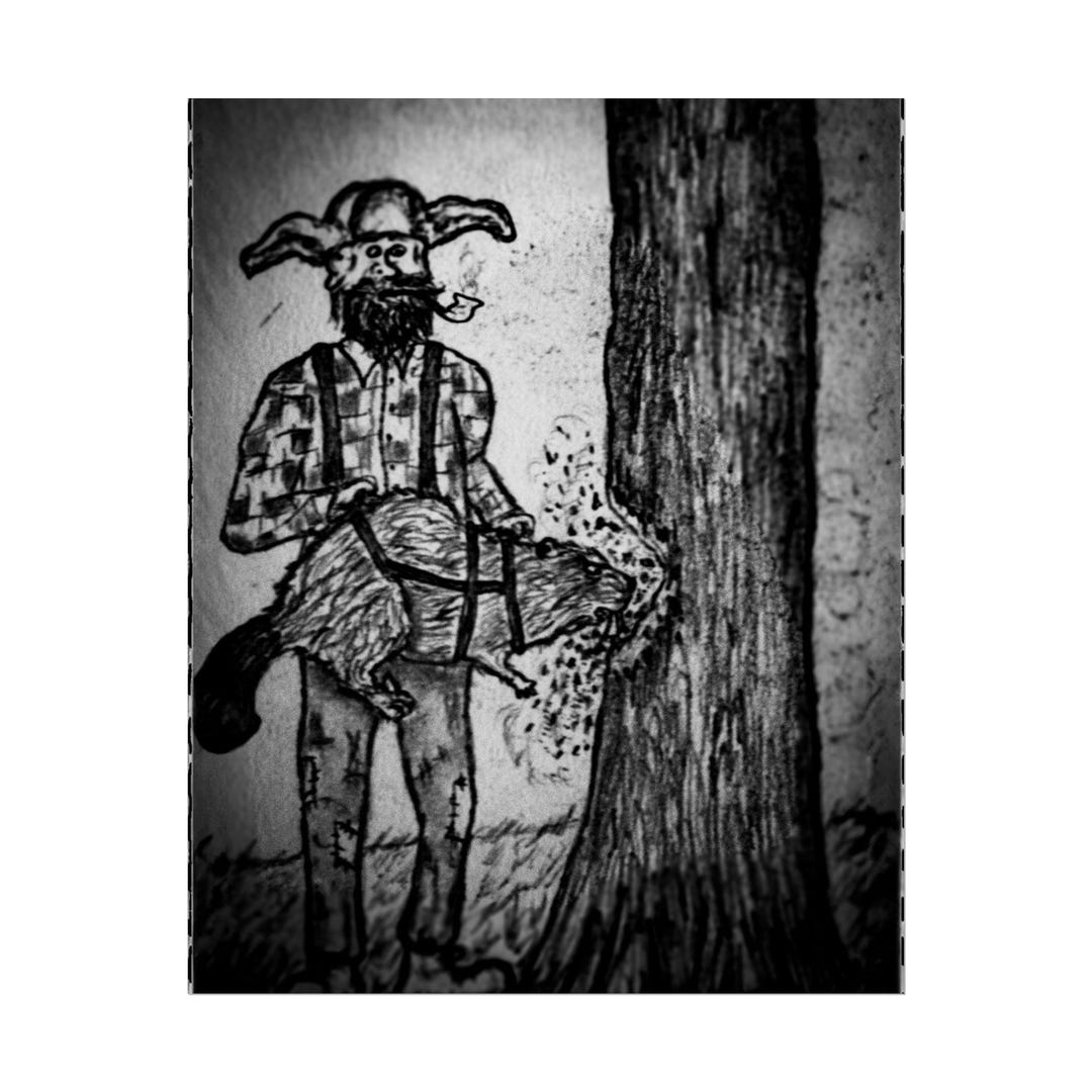 Cartoon Lumberjack Beaver Funny Rustic Rolled Poster, Original Artwork ...