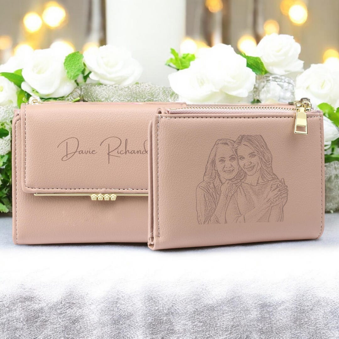 Personalized Ladies Trifold Wallet - Custom Name & Photo Leather Wallet ...