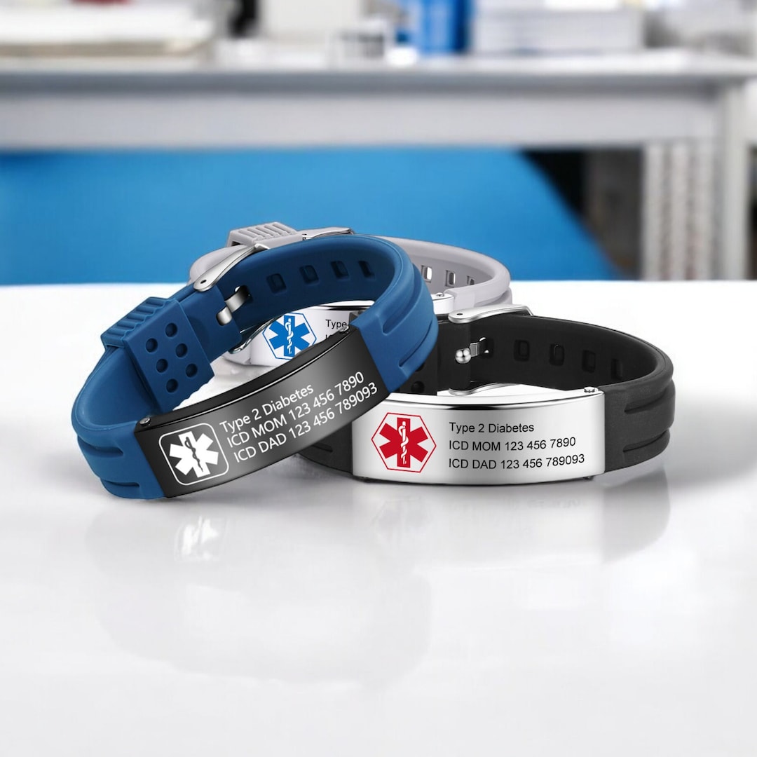 Medical Alert Bracelets for Men Women | Waterproof ID Silicone ...
