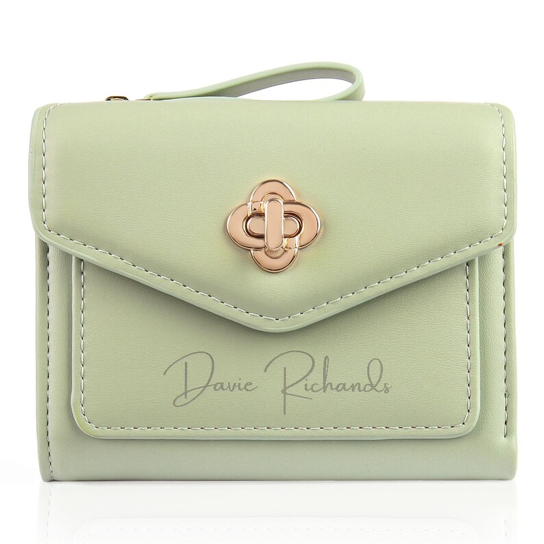 Personalized Ladies Trifold Buckle Wallet - Custom Name & Photo Leather ...