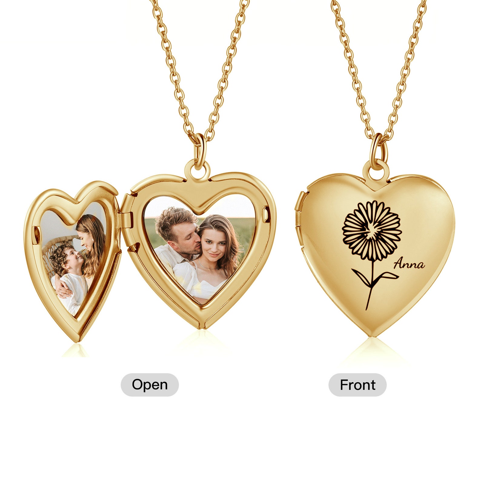 Heart Locket Necklace With Photo Personalized Gold Locket, Vintage ...
