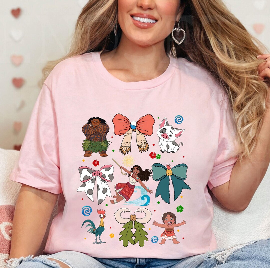 Retro Disney Moana Coquette Bows Shirt, Hei Hei Rooster and Pua Shirt ...