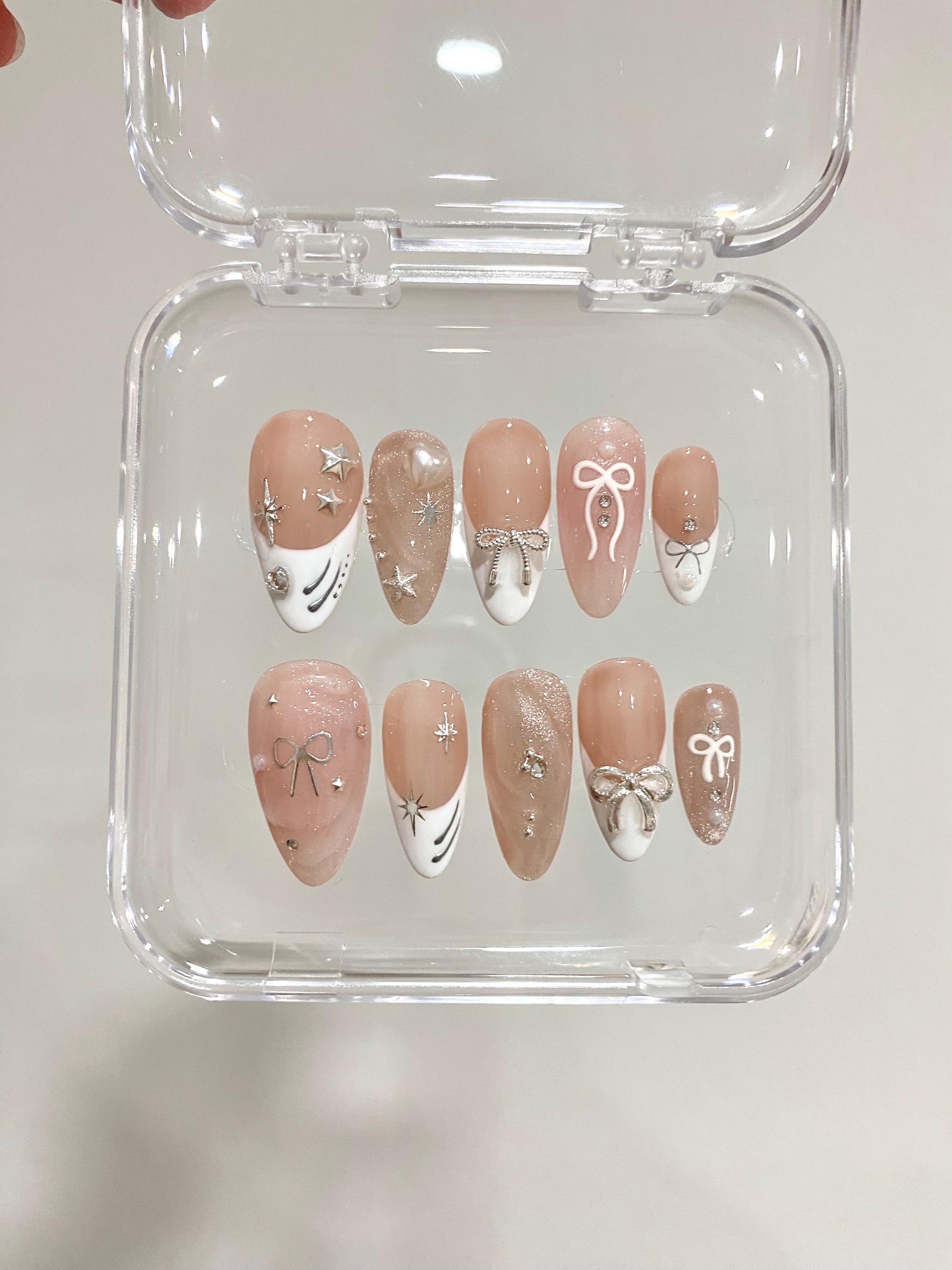 Y2k French Press Ons | White French Tips - Etsy