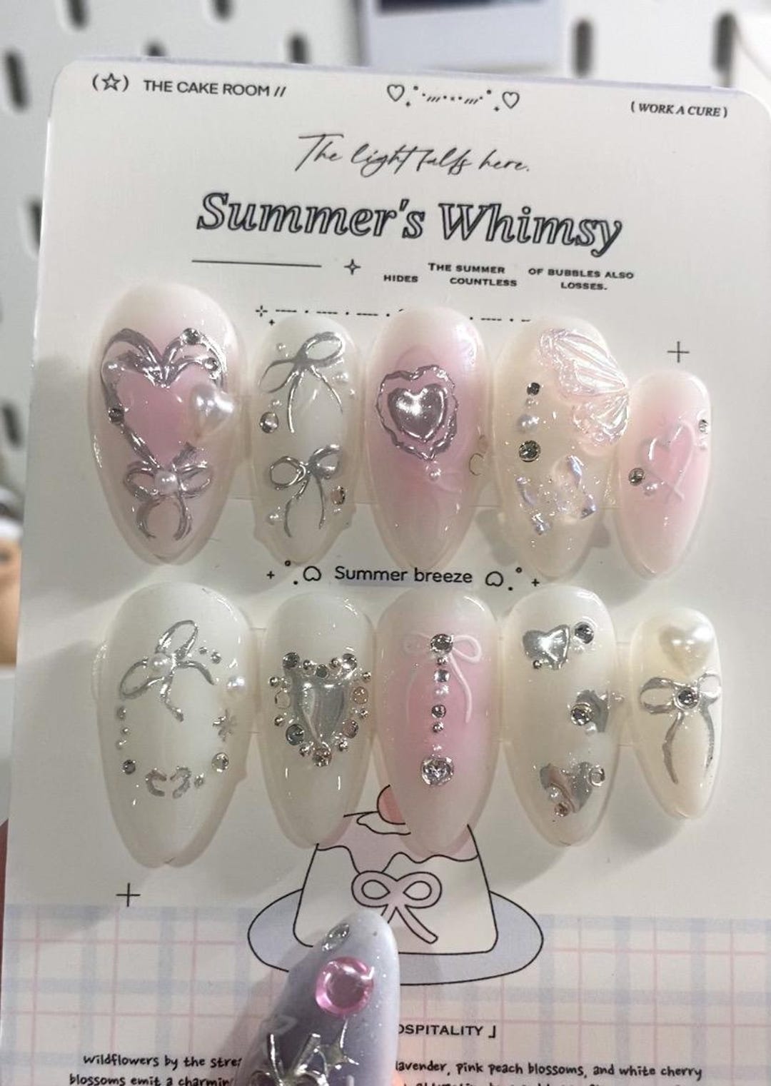 Pink Aura Press Ons| Silver Chrome | Bows - Etsy
