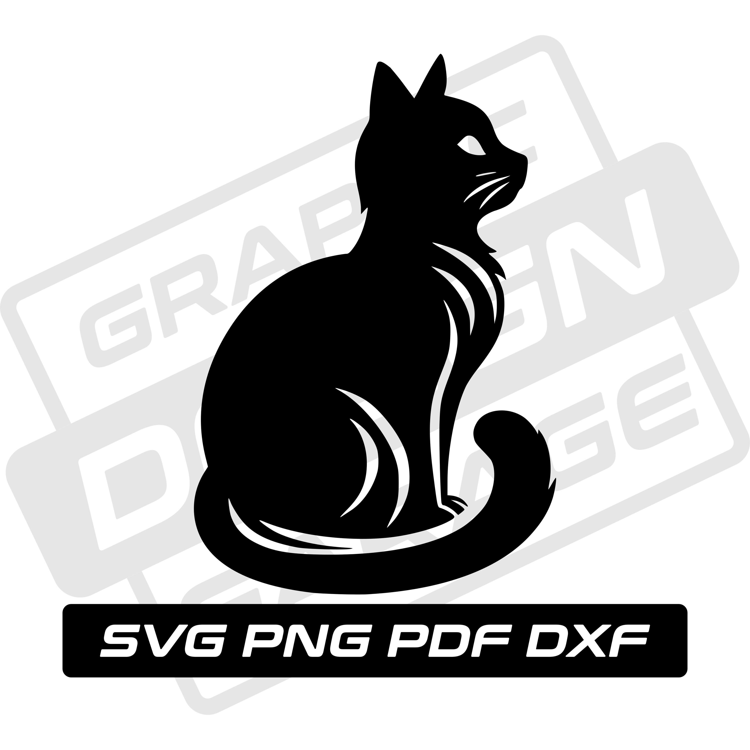Cat Svg - Pdf - Png - Dxf - Cat Lady Svg - Cat Silhouette - Commercial ...