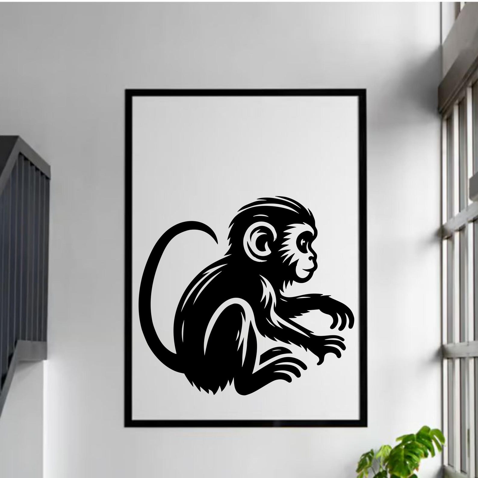 Monkey Svg - Pdf - Png - Dxf - Baby Monkey - Monkey Silhouette ...
